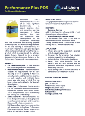 Actichem - Performance Plus 5 Litre, CARPET CLEANING CHEMICALS | The Restoration Group